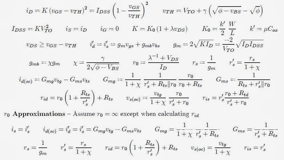 analoglab: MOSFET EQUATIONS