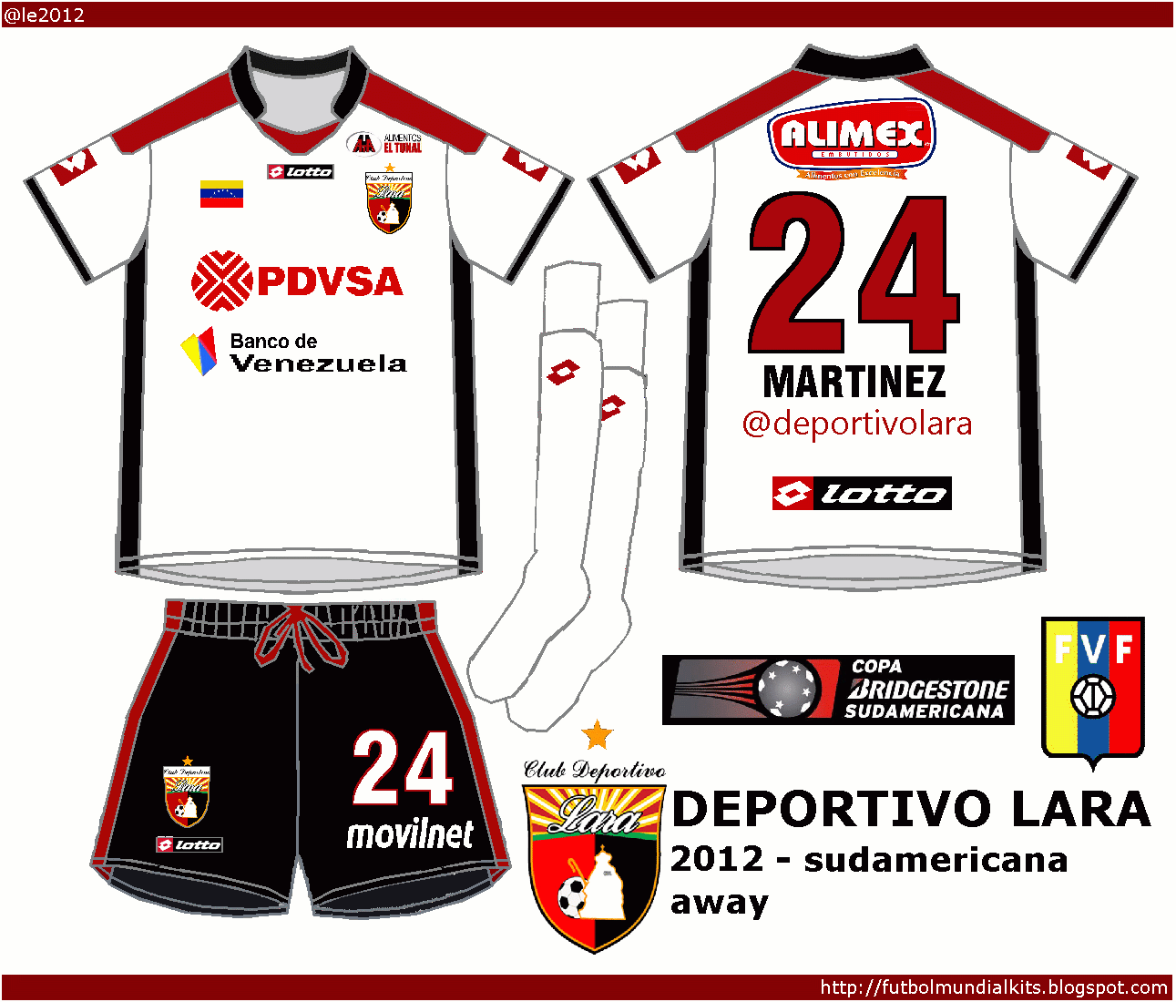 Fútbol Mundial Kits - Uruguay: Deportivo Lara - 2012 (sudamericana)