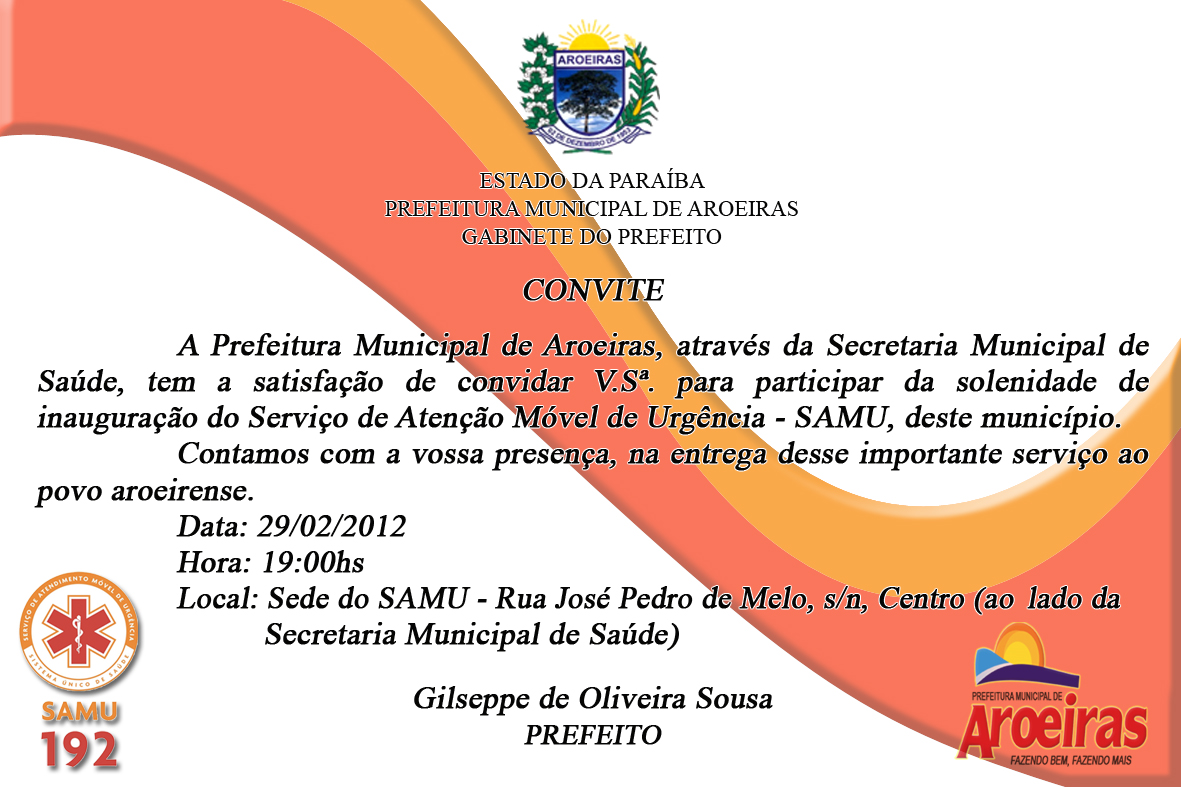 SAMU TEM INAUGURAÇÃO PREVISTA PARA DIA 29 DE FEVEREIRO - Aroeiras Hoje