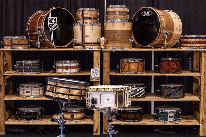 SJC Custom Drums: SJC Custom drums NAMM display