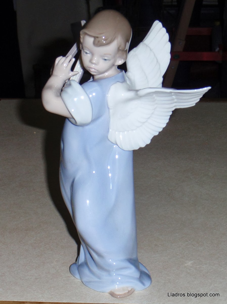 lladros: Lladro Angel Figurine With Lute / Lyre #5493 With Original Box