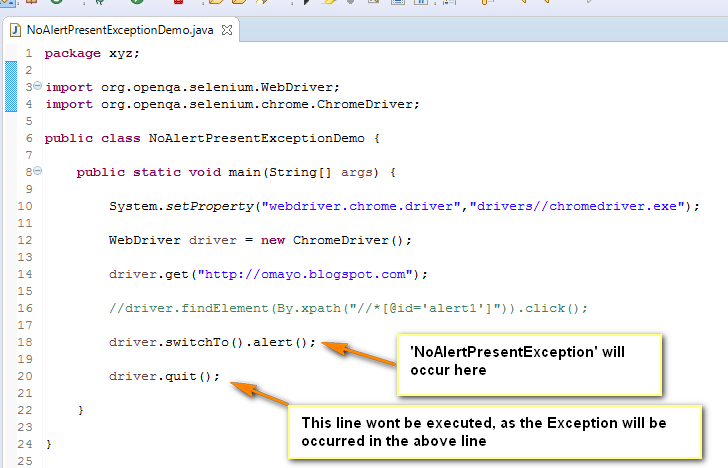 Selenium-By-Arun: NoAlertPresentException WebDriver Exception