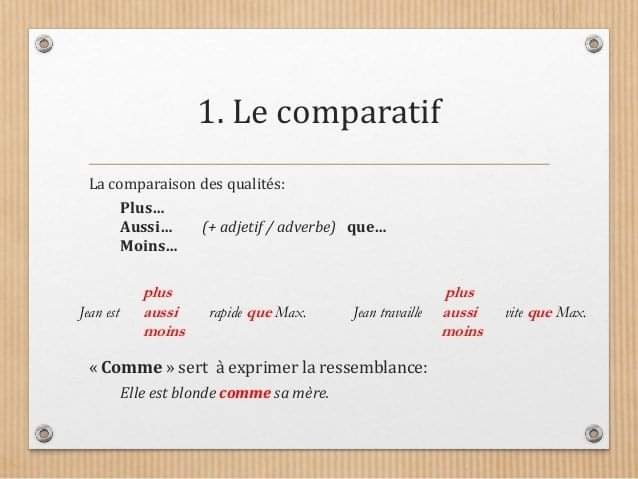 le comparatif et le superlatif