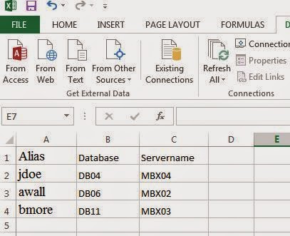 Using Excel to Create Exchange Scripts
