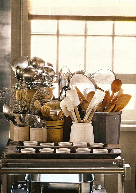 Pretty Ways to Store Cooking Utensils (yes, using transferware!)