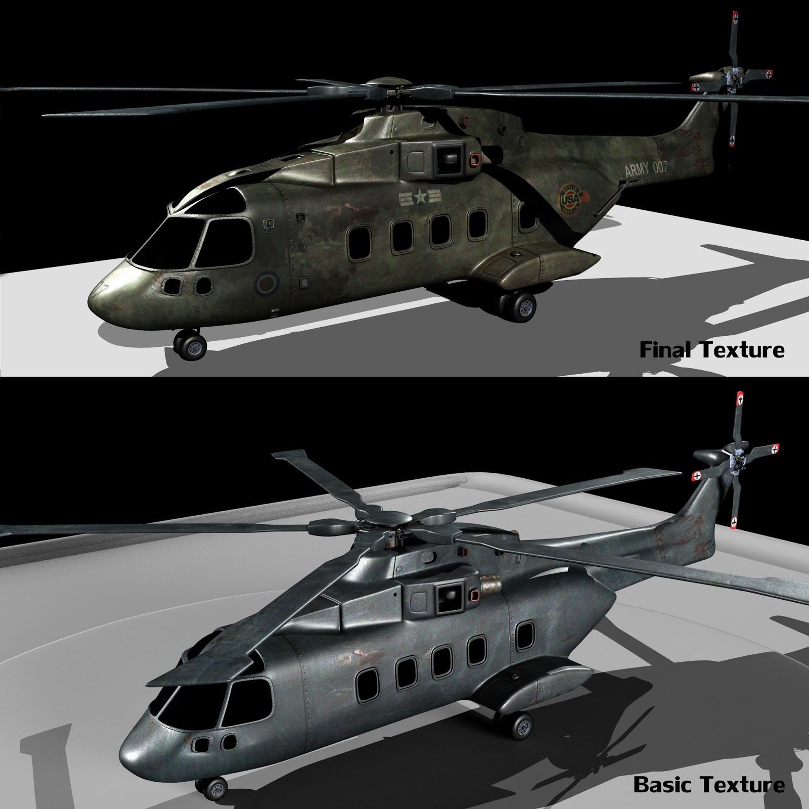 Portfolio Work: 3D Helicopter Model with Texture in photoshop