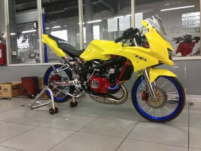 Modifikasi ninja rr mono 150 jari jari drag airbrush racing look jadi ...
