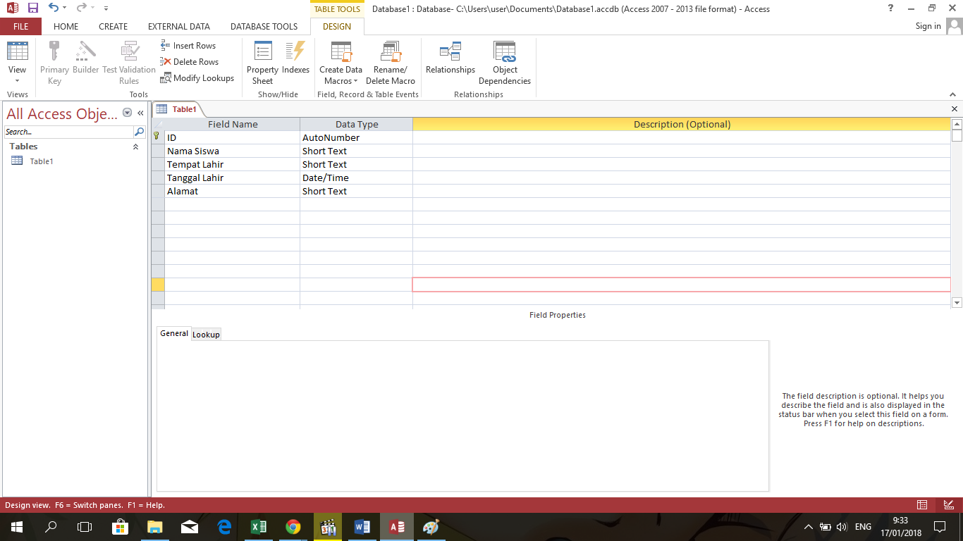 Cara Membuat Database di Microsoft Acces