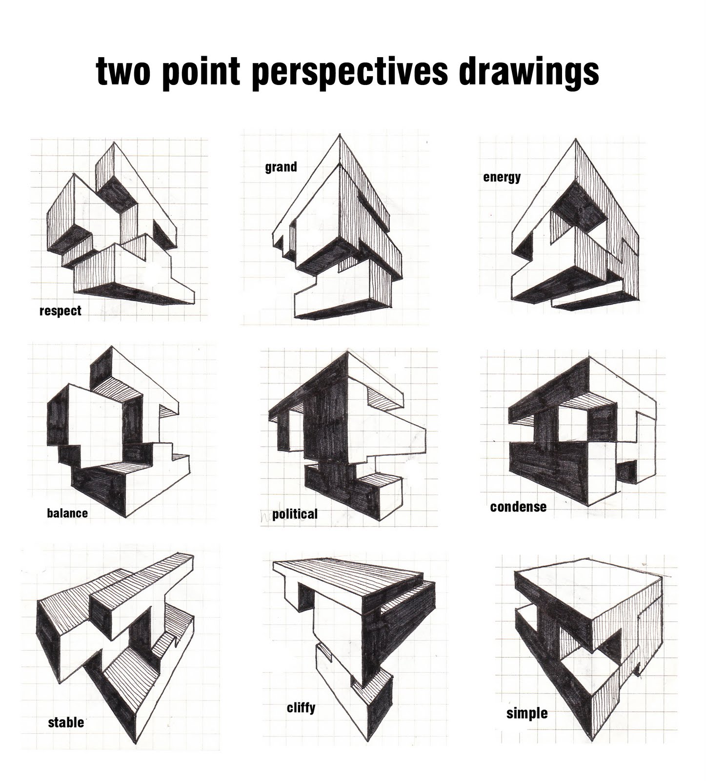 Yiming Song UNSW Arch: two point perspective drawings