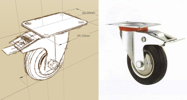 3D - Roda Furniture, Ukuran Riil dan Kemampuan Beban Angkut - Wenk
