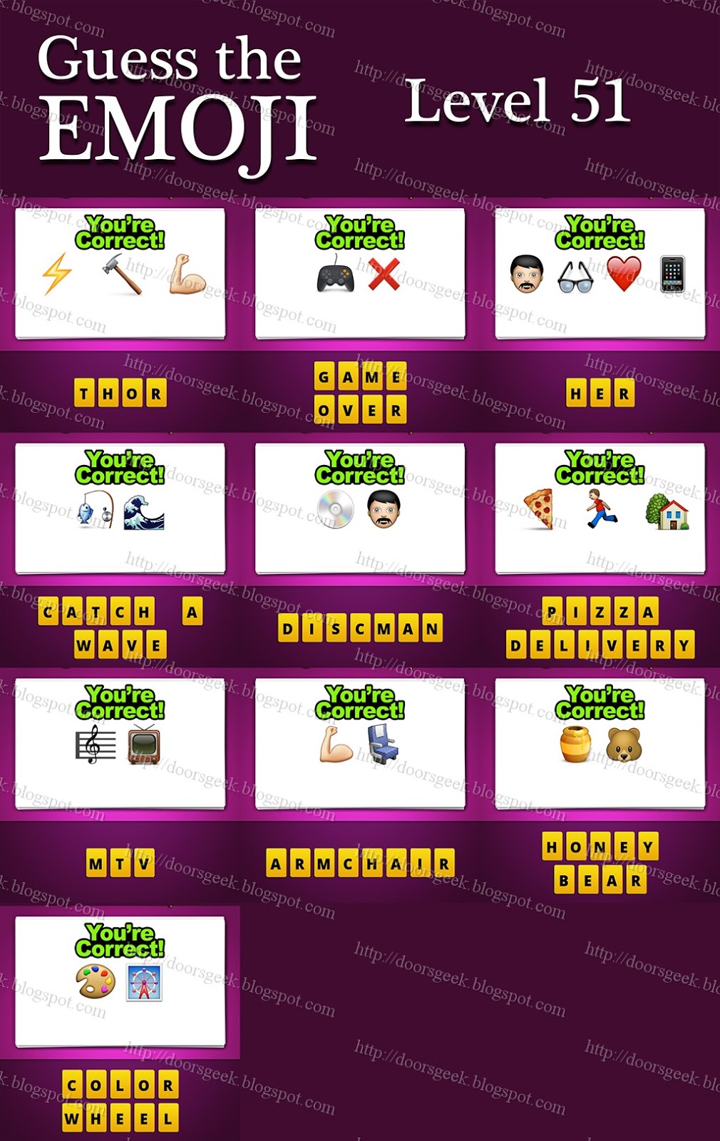 Guess The Emoji [Level 51] Answers and Cheats ~ Doors Geek