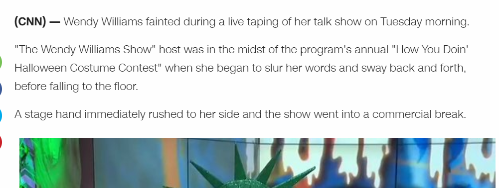 The Mindless Freaks: Wendy Williams Faints on Live TV dressed at Statue ...