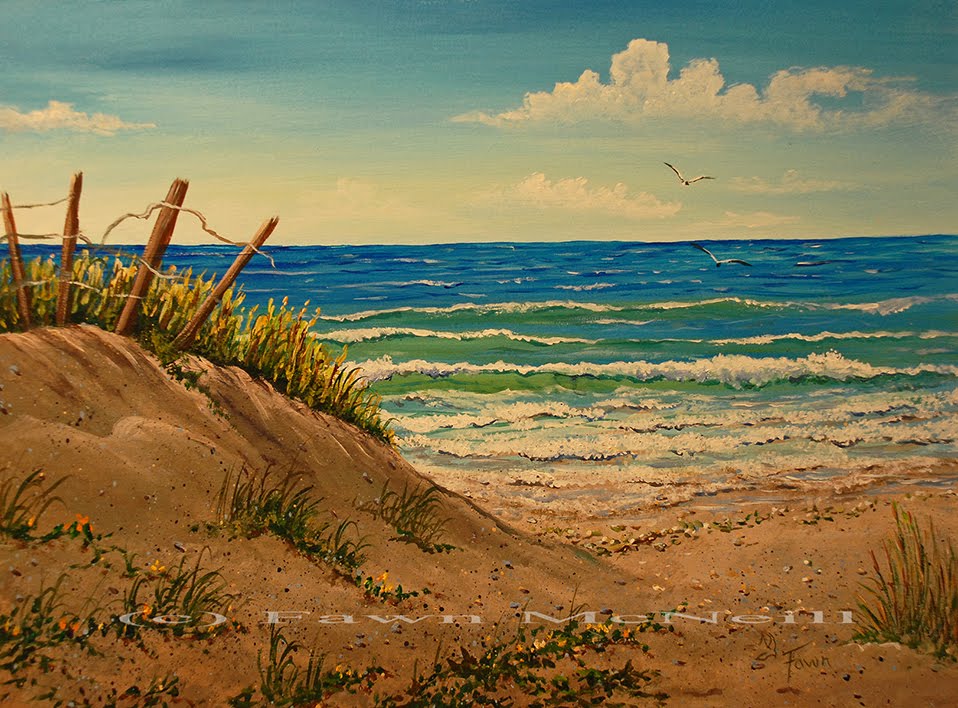 Fawn's Paintings: Sandy Beach, demo, sand dune study, seascape