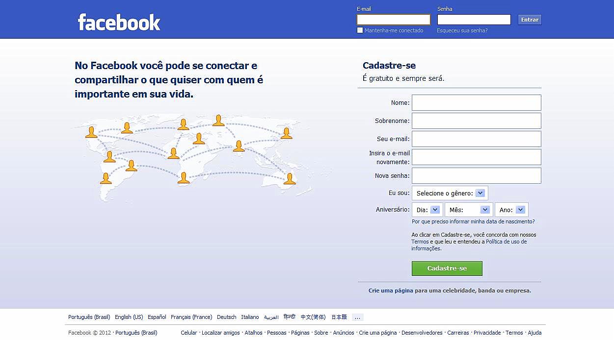 LOG IN FACEBOOK - WELCOME FACEBOOK - BEM VINDO AO FACEBOOK - FACEBOOK ...