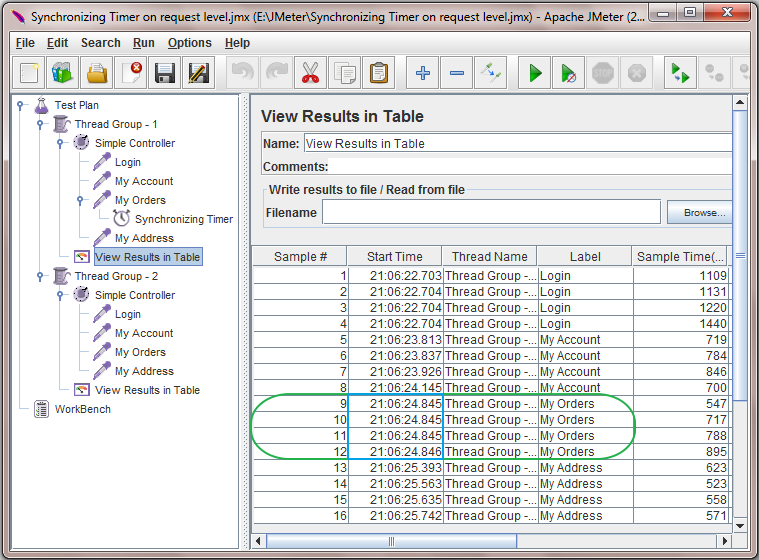 Jmeter Using Synchronizing Timer On Request Level