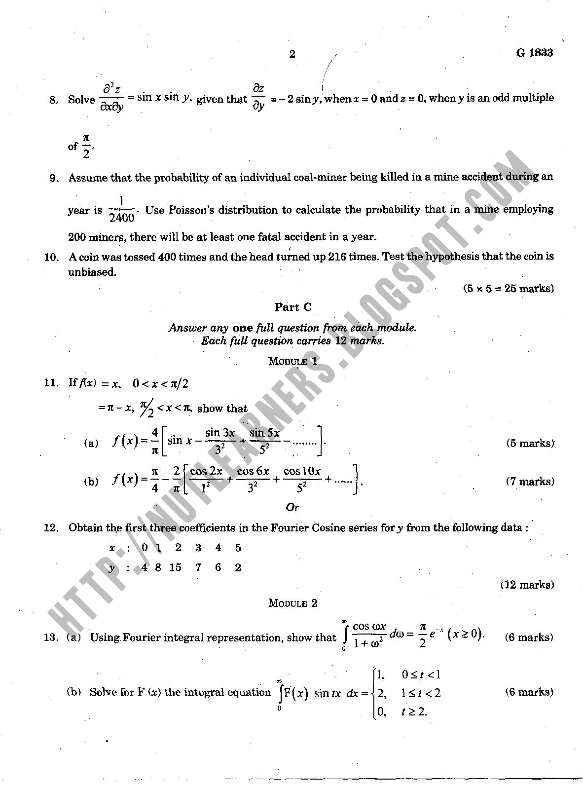 Engineering Mathematics III - MG University Question Paper | Nut Learners