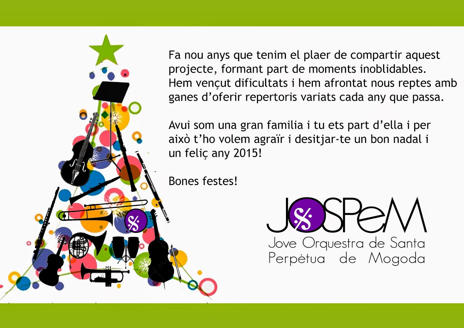 JOSPeM Jove Orquestra de Santa Perpètua: Bon Nadal i feliç 2015