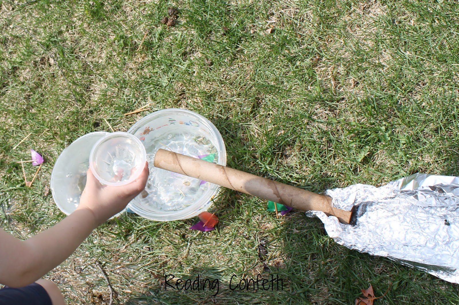 Tin Foil River and Mini Ice Boats ~ Reading Confetti
