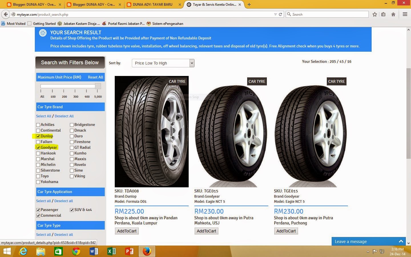 DUNIA ADY: TAYAR KERETA