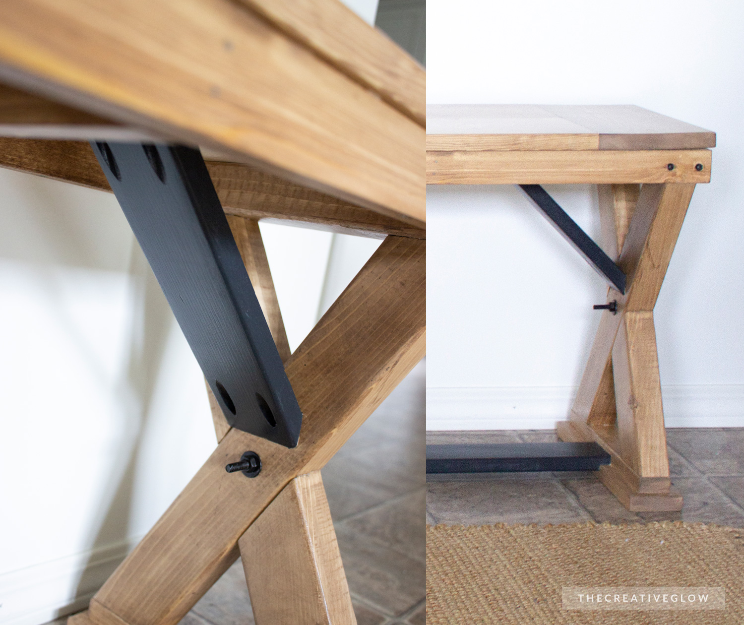 DIY Farmhouse "X" Bench With Breadboard Style Top | The Creative Glow ...