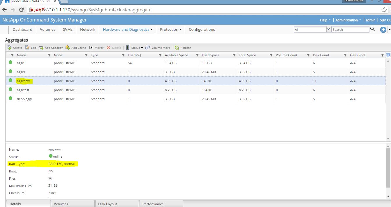 Remote Infrastructure Management: NETAPP ONTAP 9 RAID TEC CONFIGURATION