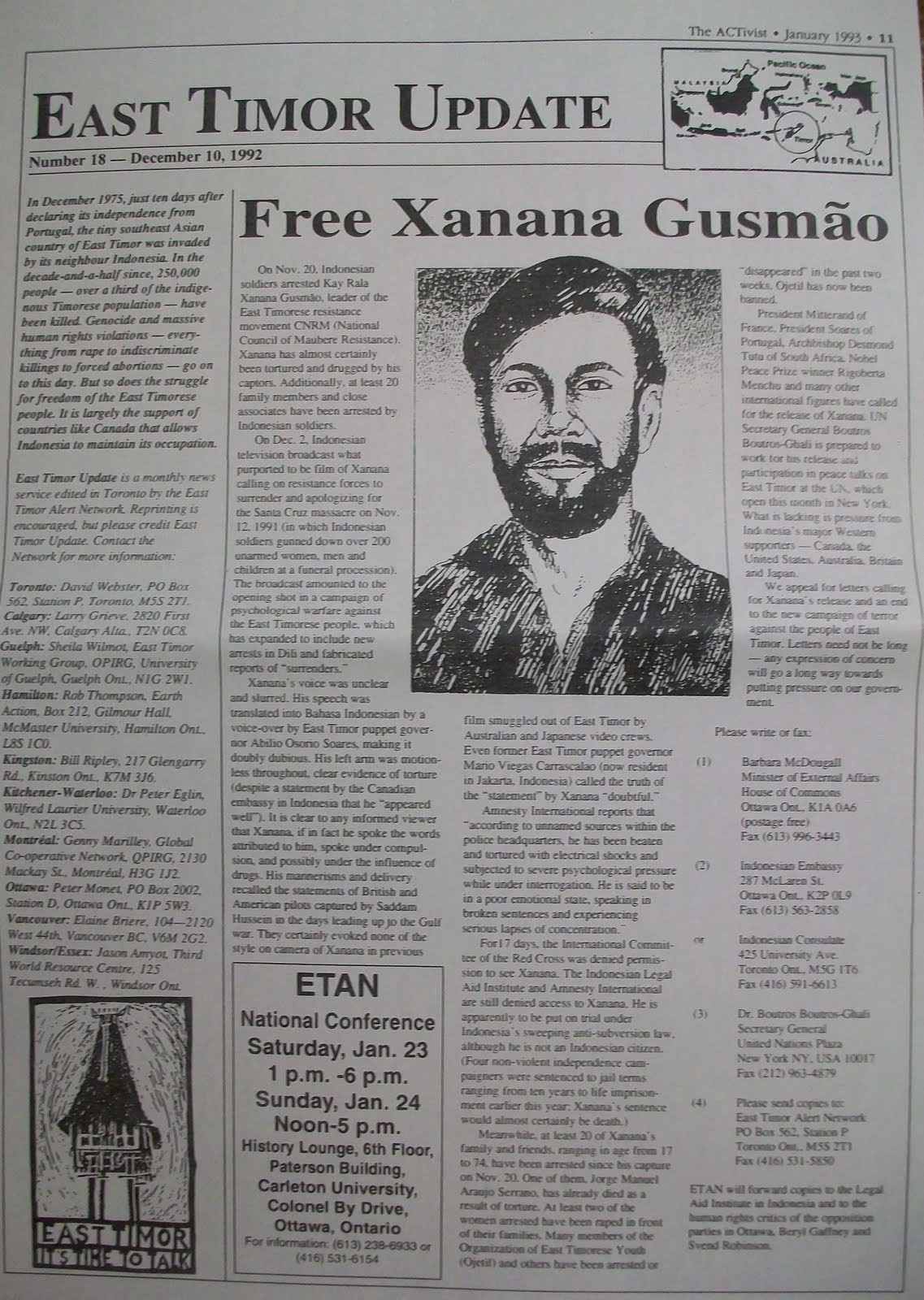 Friends of East Timor - Canada: East Timor Update #7-17, 1992