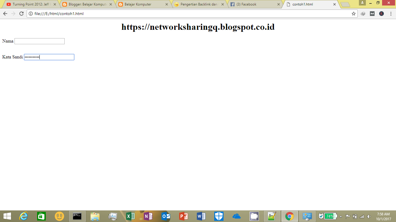input tipe password pada HTML - Belajar form input data