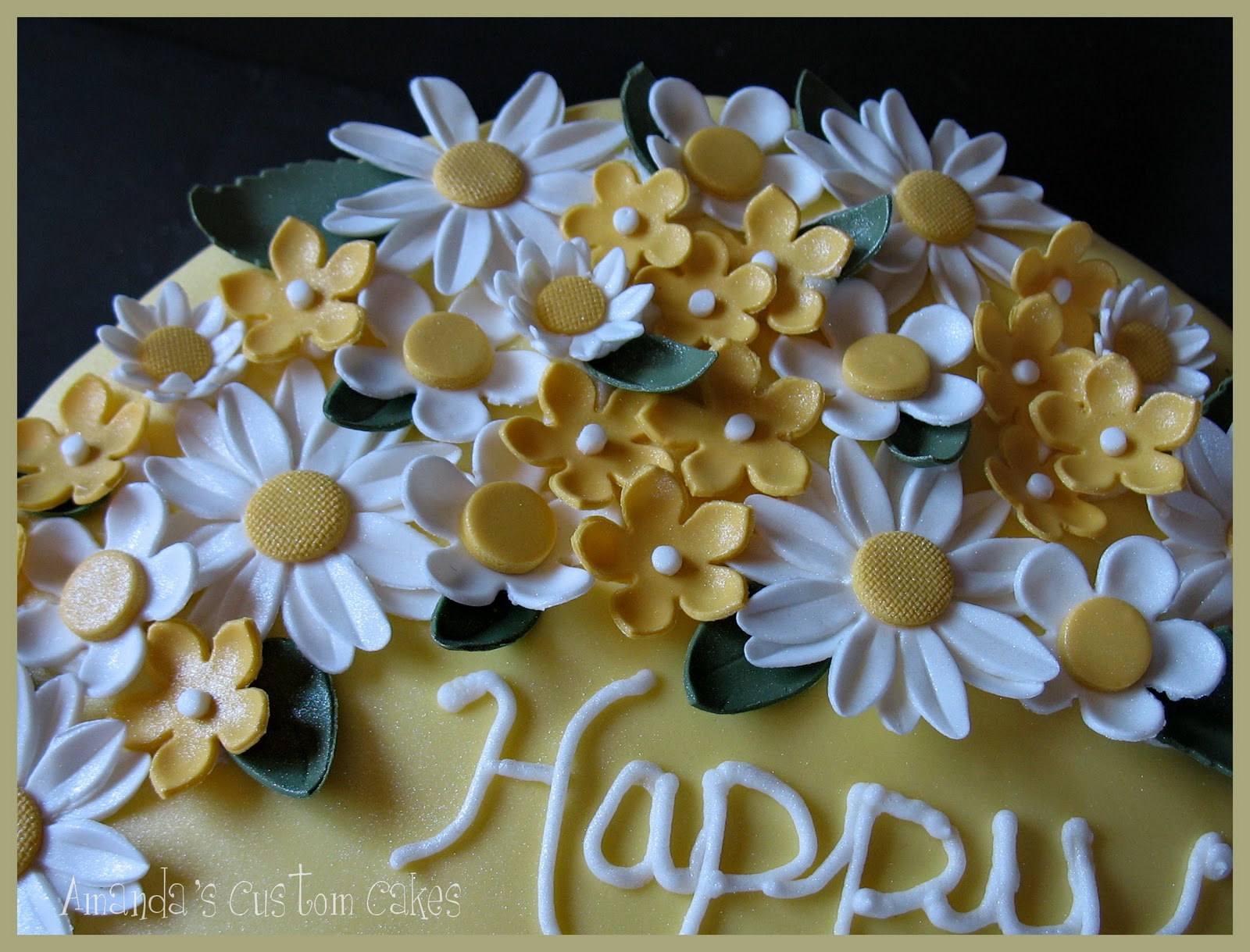 Amanda's Custom Cakes: Yellow 80th birthday cake