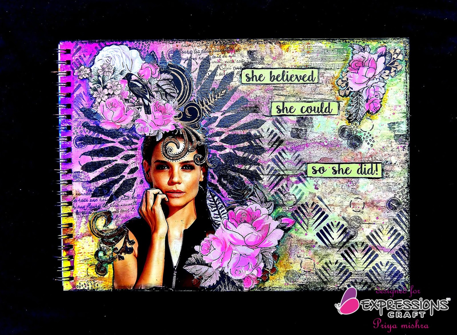 Expressions Craft: Art Journal Using Expressions Craft Stencils