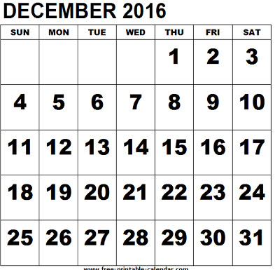 FREE IS MY LIFE: FREEISMYLIFE December 2016 Calendar - All the December ...