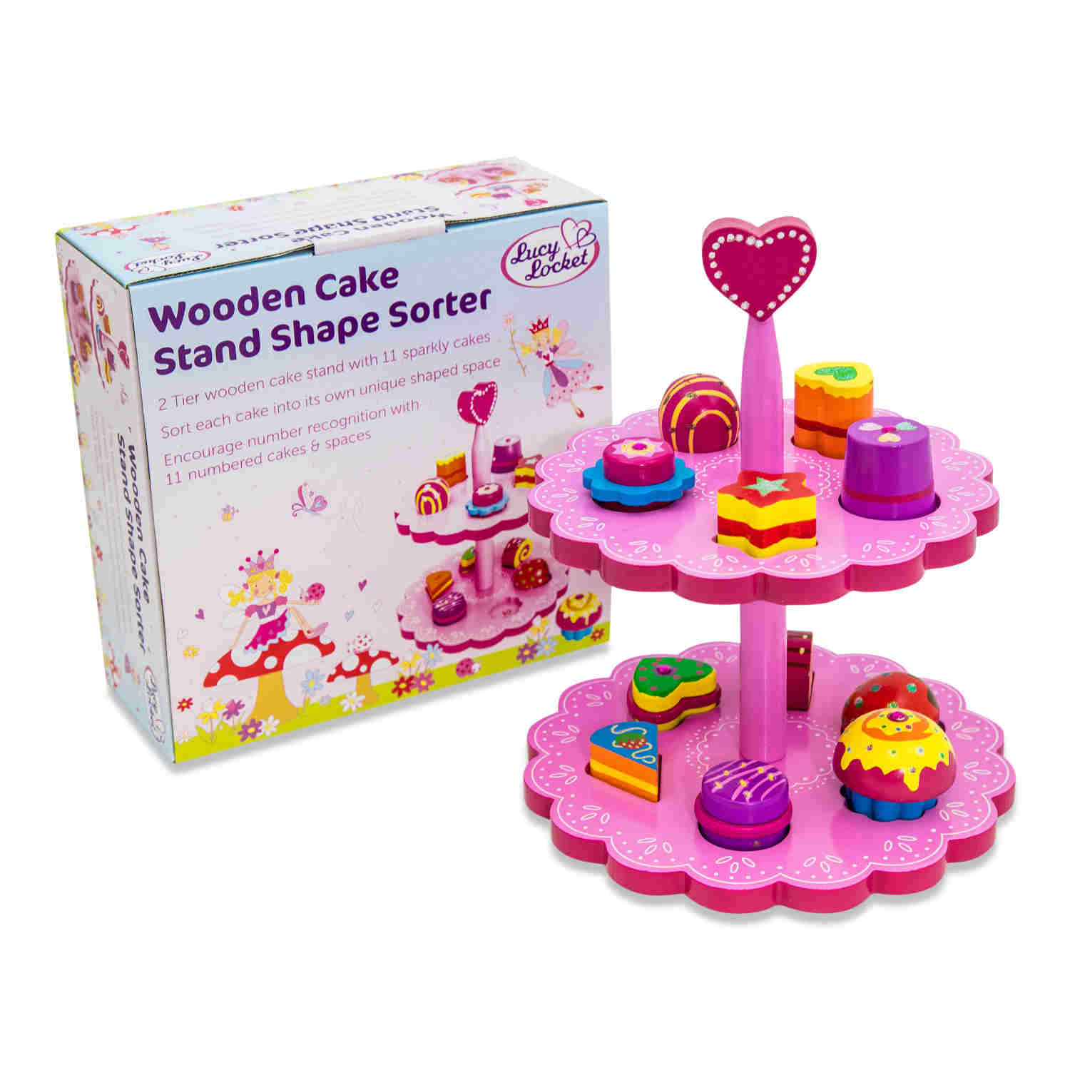 Learning and Exploring Through Play: Wooden Cake Stand Shape Sorter Toy