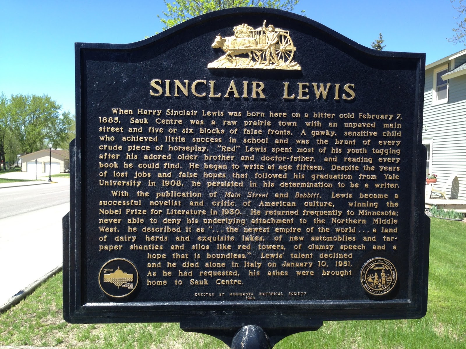 My Literary Travels: Sinclair Lewis Home and Main Street--Sauk Centre ...