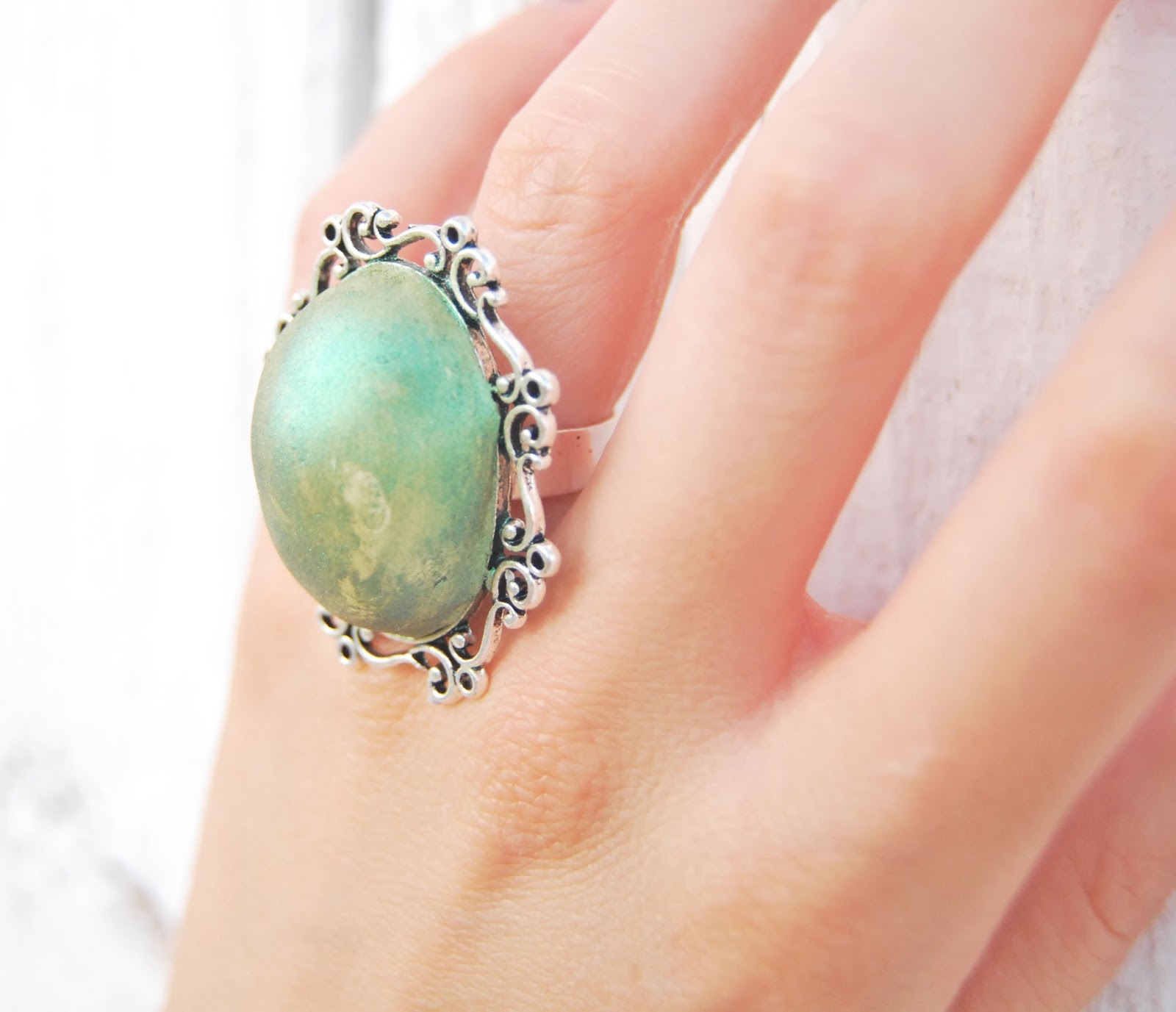 Anillo Verde Rústico | Fimonita Handmade Bisuteria Artesanal