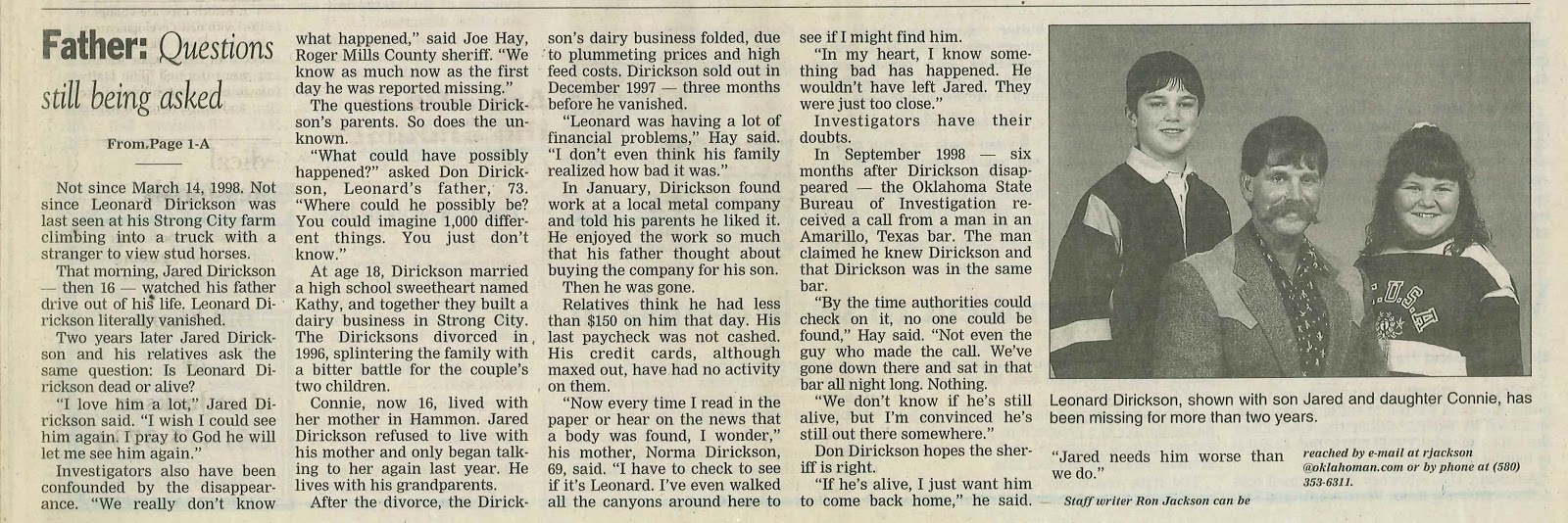 Quick Entry #3- The Peculiar Disappearance of Leonard Neal Dirickson ...