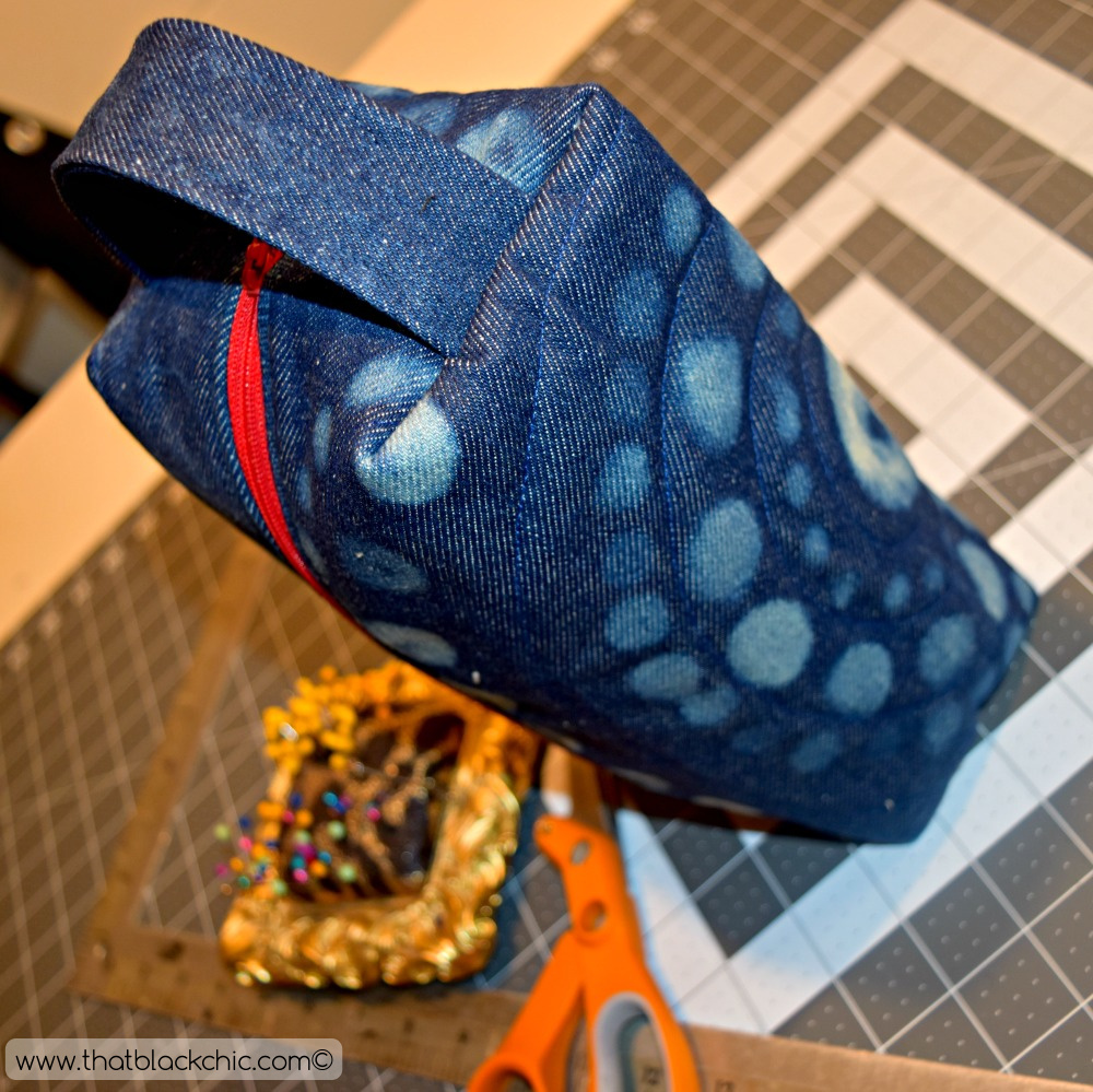 Another DIY Square Cosmetic Bag with Denim & Lips this time![ Tutorial ...