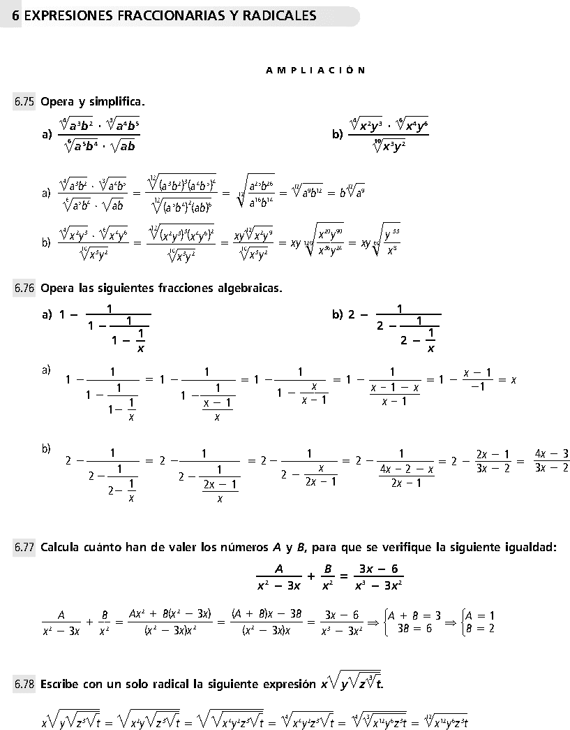 EXPRESIONES FRACCIONARIAS Y RADICALES EJERCICIOS RESUELTOS DE ...