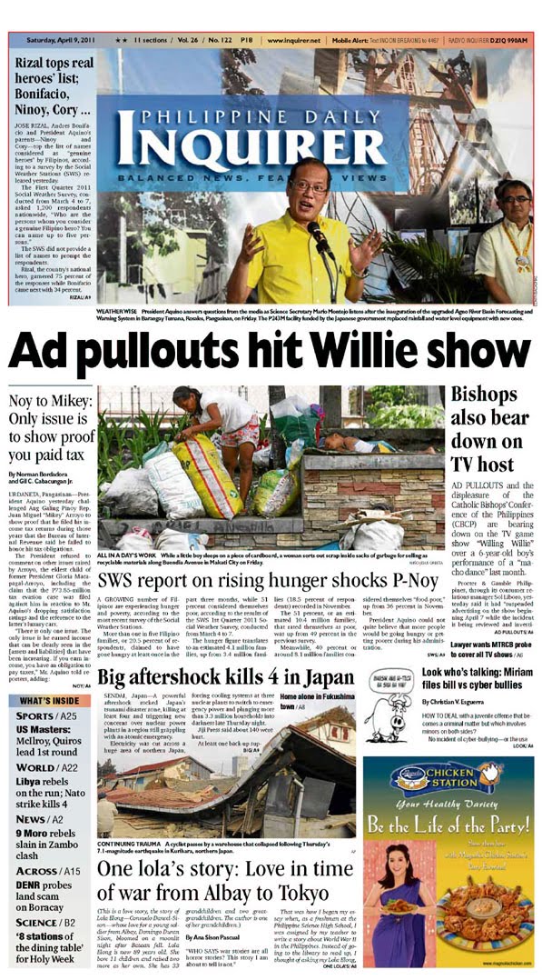 The Inquirer Front Page: April 2011