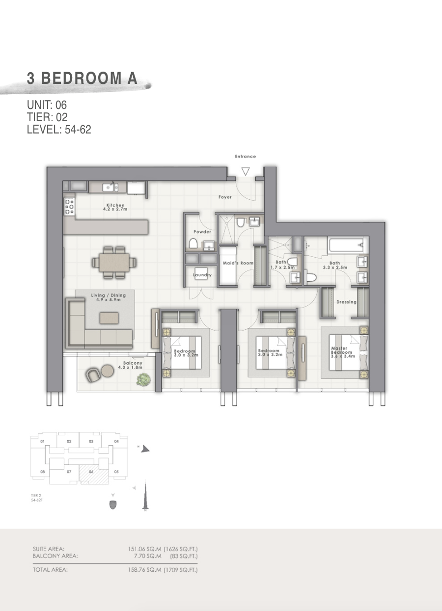 Forte Tower 1 by Emaar Floor Plans | Opera District in Downtown Dubai