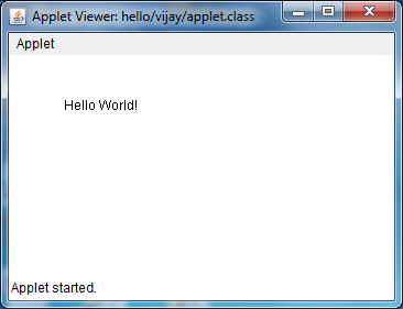 Display Hello world using simple Applet Program