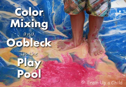 Colorful Oobleck in the Play Pool