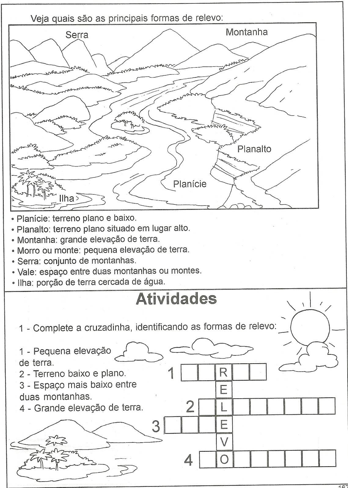 Rosearts- Atividades para imprimir: Diferentes tipos de relevo