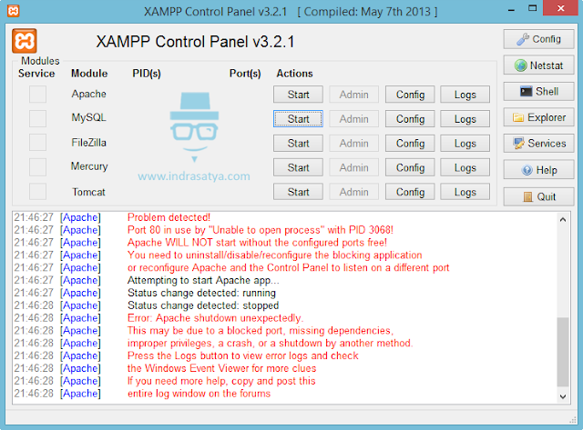 Cara Mengatasi Error Port 80 In Use By “unable To Open Process” Pada Xampp Indra Satya