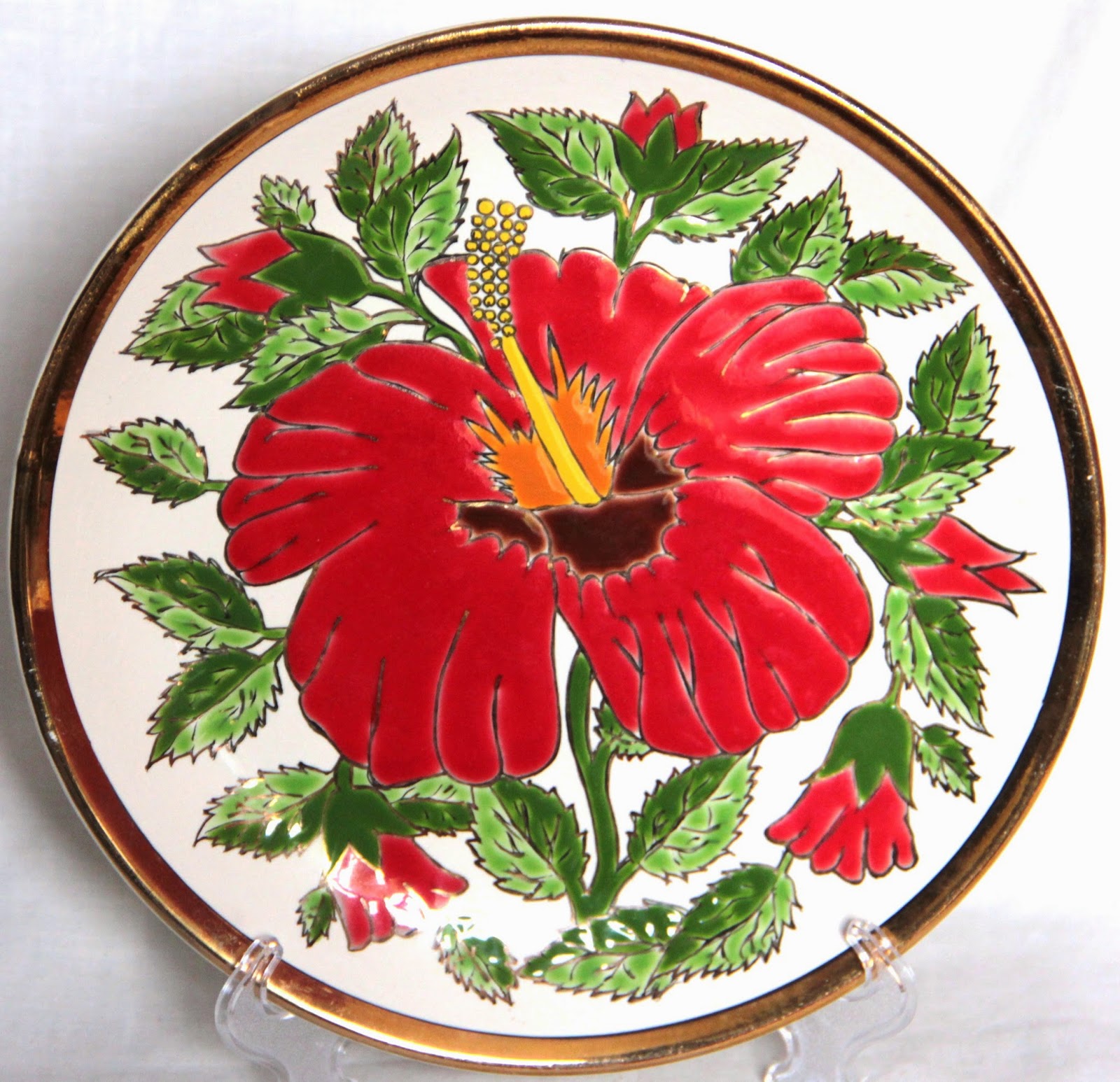 Curio Gifts: Hand Made Greek Hibiscus Hanging Plate - Lindos Keramik ...