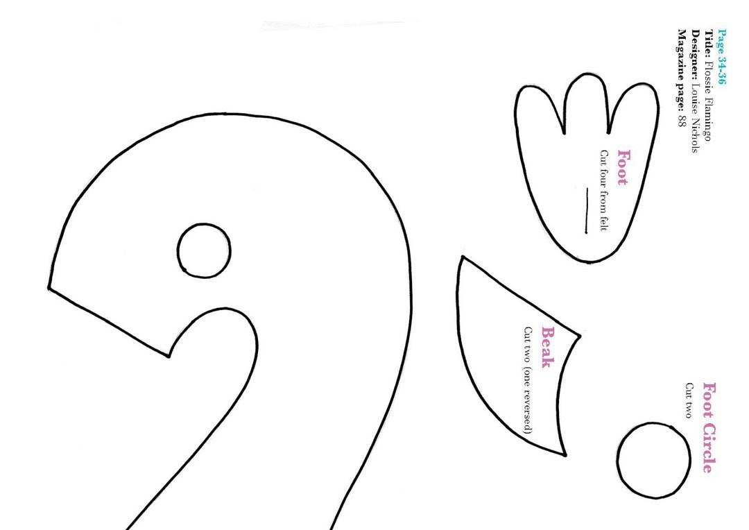 Flamingo molde para almofada grátis - Feltro e moldes para artesanato