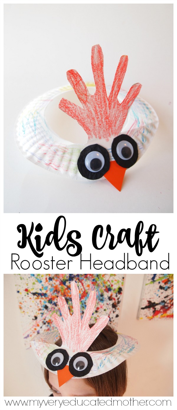Kids Craft: Rooster Paper Plate Headbands