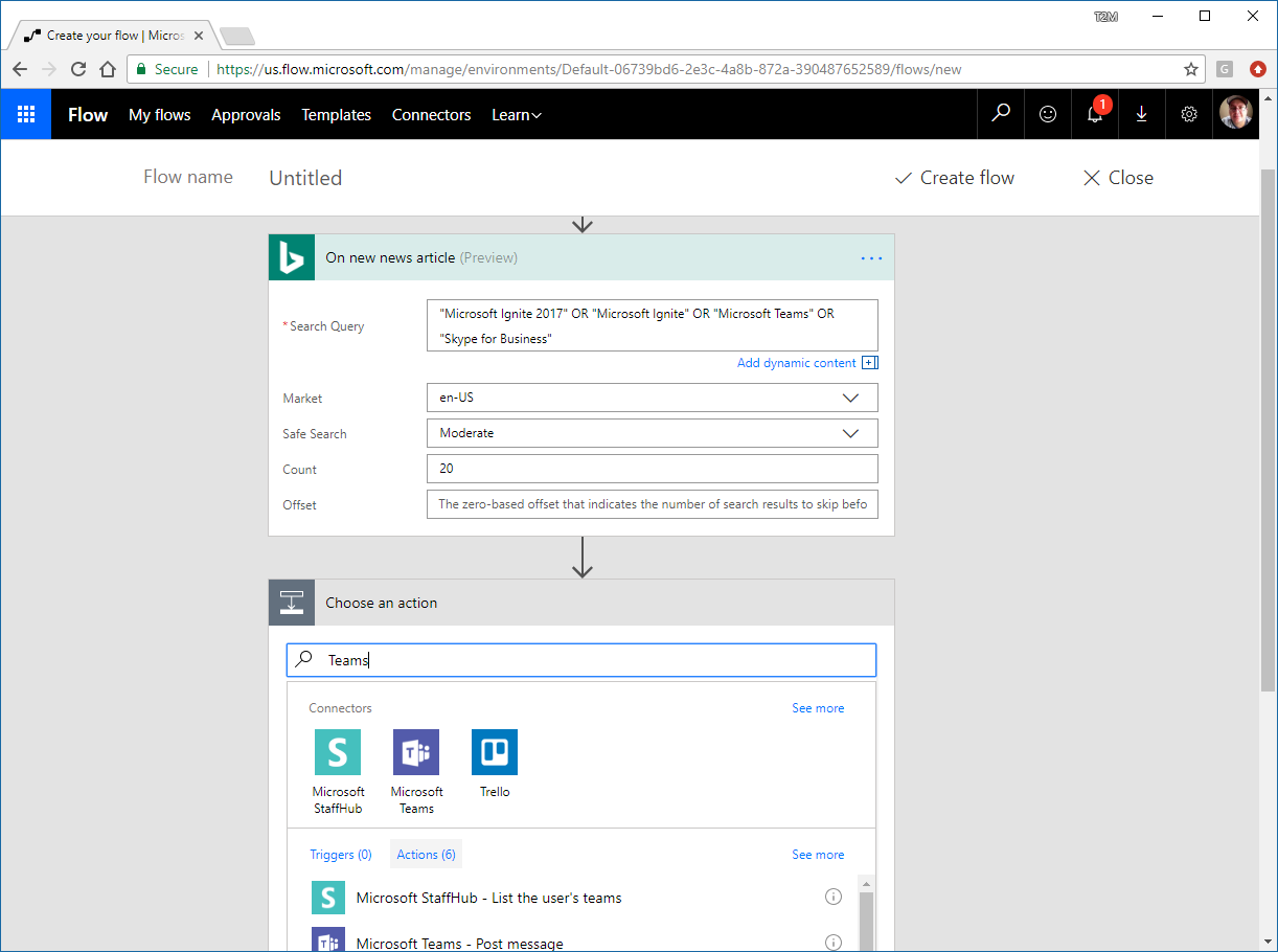 ucomsGeek: Using Microsoft Flow to Search Bing News and Post to ...