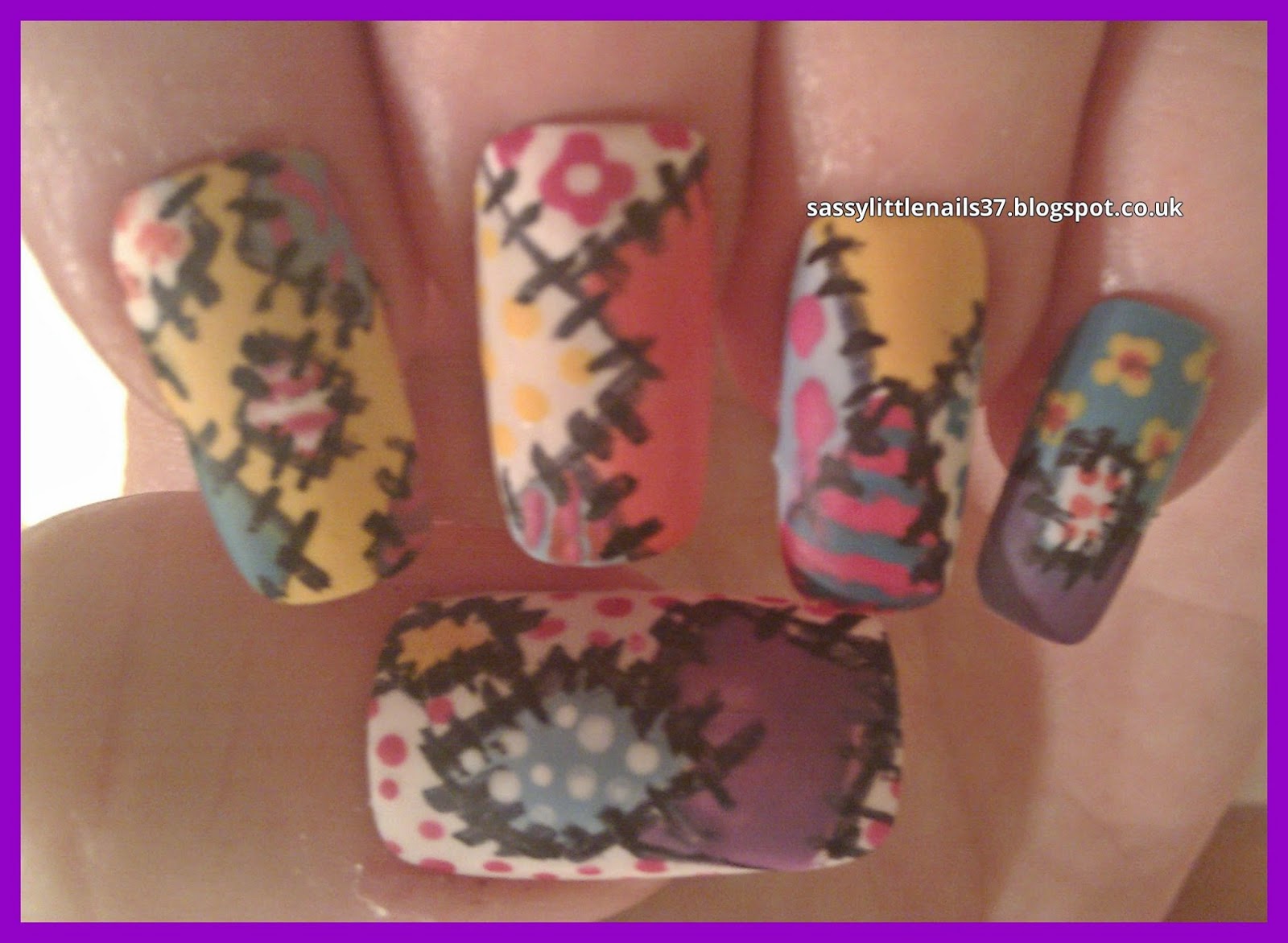 SassyLittleNails: Patchwork Nails!