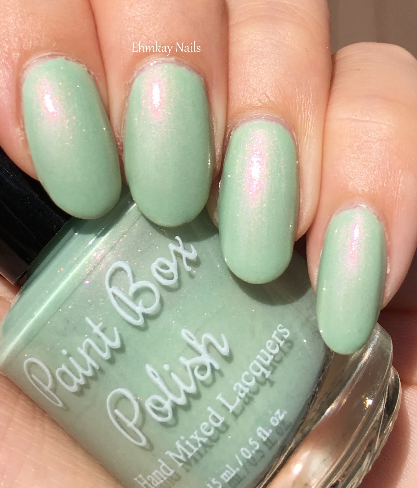 ehmkay nails: Paint Box Polish Birthday Custom: Peace-ish Green