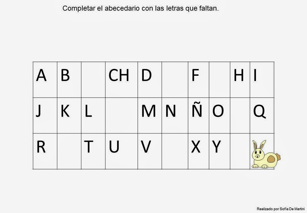 Planeta Juegos: El abecedario: Completar con las letras que faltan