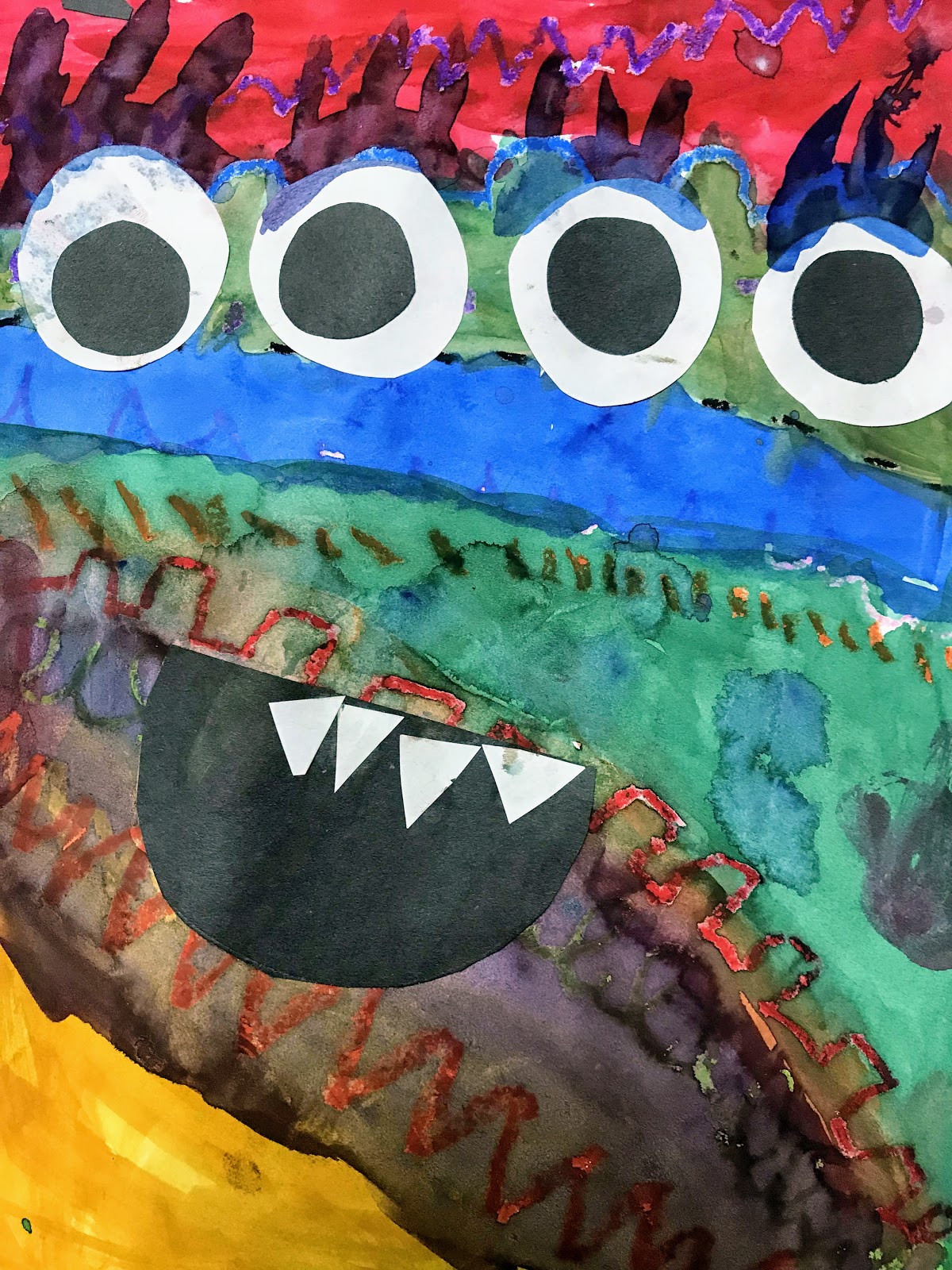 Elements of the Art Room: Kindergarten Line Painting Monsters